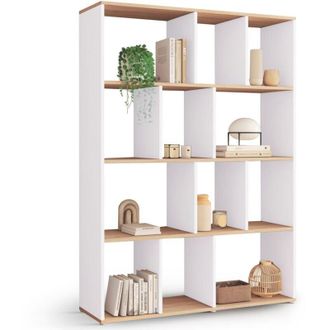 IDMarket B&uuml;cherregal JENA 4 Ebenen wei&szlig; und Holzeffekt H.143 cm