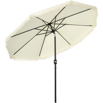 OUTSUNNY Parasol octogonal inclinable &Oslash; 2,68 x 2,32H m m&acirc;t acier noir polyester haute densit&eacute; 180 g/m&sup2; cr&egrave;me
