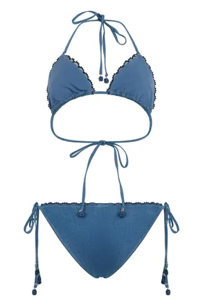 Zimmermann Womens Two-Piece Swimsuit Denim Cotton Bikinis