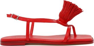 Vic Mati&eacute; Femme, Chaussures, Rouge, Taille: 38 EU Sandales en cuir avec d&eacute;tails de franges