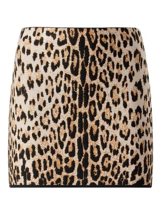 Roberto Cavalli jupe en soie à imprimé jaguar - Marron