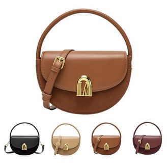 Generic Petit sac &agrave; bandouli&egrave;re en cuir pour femme, petit sac &agrave; main sous les bras, sacoche &agrave; rabat avec sangle r&eacute;glable, cadeau de No&euml;l, de travail, marron, 