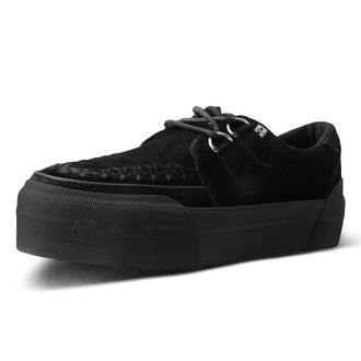 T.U.K. Stacked Creeper Sneaker - Herren & Damen Schuhe - Farbe Black Suede - Puck, Goth und Rocker Style Leder und Wildleder Schnürschuhe - Größe EU43