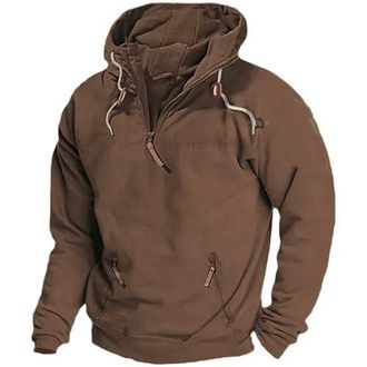 Generic Sweat &agrave; capuche pour homme - Demi-fermeture &eacute;clair - Manches longues - Sweatshirt basique - Couleur unie - Sweat &agrave; capuche doux - D&eacute;contract&eacute; - Chaud 