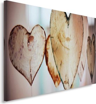 Feeby Wandbild - 1 Teilig - 80x120 cm, Leinwand Bild Leinwandbilder Bilder Wandbilder Kunstdruck, HERZEN, BRAUN, VIOLETT