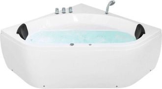 Beliani Beliani - Badewanne Wei&szlig; 140 x 140 cm mit Massagefunktion Sanit&auml;racryl Modern