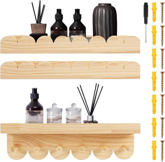 Generic Schwebende B&uuml;cherregale - 3 St&uuml;ck aus Holz, platzsparende Dekoration - schwebende Wandregale f&uuml;r Kinderzimmer, f&uuml;r Familie, M&auml;dchen, Innenbereich, Hau