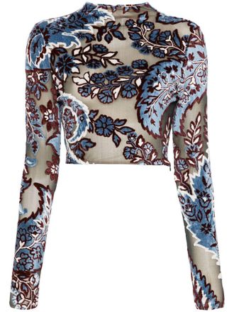 Etro Top aus Jacquard-Samt - Blau
