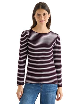 Cecil Damen 3227847 Gestreiftes Shirt, Eggplant Red, XXL