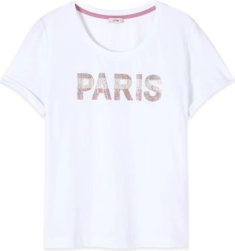 Oltre Femme, Tops, Blanc, Taille: 40 FR T-shirt avec application de lettrage