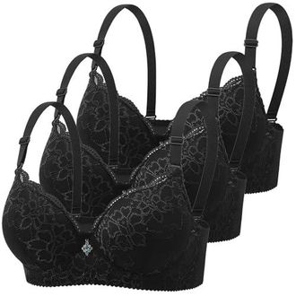 Generic Soutien-gorge classique en dentelle pour femme avec armatures, 3 pi&egrave;ces, soutien-gorge avec bustier r&eacute;glable, ensemble de soutien-gorge confortable, r