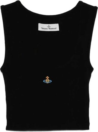 Vivienne Westwood Femme, Tops, Noir, Taille: 38 FR Cropped Rib Vest