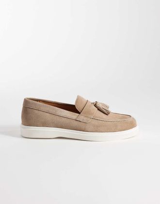 schuh Percy - Chaussures bateau en daim &agrave; pampilles - Taupe-Neutre