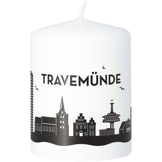 Goodtimes Stumpenkerze Travem&uuml;nde Skyline (Wei&szlig;)