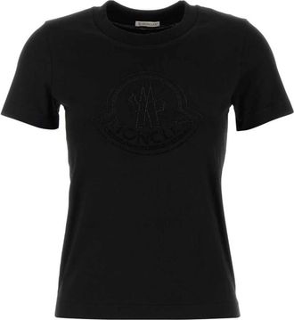 Moncler Femme, Tops, Noir, Taille: 40 FR T-shirt en coton avec logo en cristal