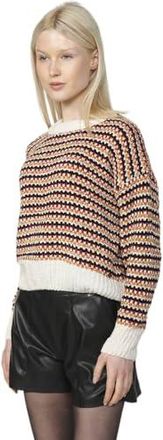 Kor&ouml;shi Pull &agrave; manches longues et col rond jacquard multicolore pour femme de couleur &eacute;cru, de couleur multicolore, multicolore, M