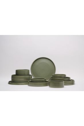 Novel Kombiservice Kyoto, Gr&uuml;n, Keramik, 12-teilig, Uni, 600 ml, Lfgb, lebensmittelecht, Essen & Trinken, Geschirr, Geschirr-Sets, Kombiservice