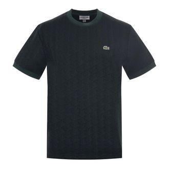 Lacoste T-shirt en jacquard monogramme - Homme - Tops - Vert - Taille: XL