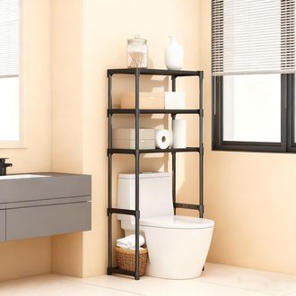Generic Regal &uuml;ber der Toilette - Badezimmer-Organizer und Aufbewahrungsregale, ideal for Badezimmer, Waschtisch und Toilettenbereich(Black)