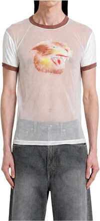 KAPITAL Kapital - SheerJersey x 20/- Jersey Ringer T (Anger Leopard) - Homme - Tops - Blanc - Taille: S