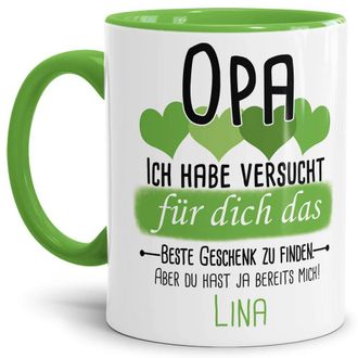 Tassendruck Geschenk Tasse mit Spruch PERSONALISIERT - Bestes Geschenk f&uuml;r Opa von Enkelkind - Kaffee-Tasse/Geschenkidee Geburtstag Vatertag/Vatertagsgeschenk - I