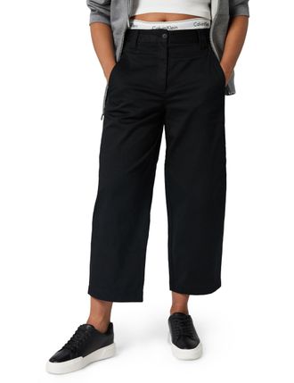 Calvin Klein Jeans Damen Stretch Cotton Twill Barrel Leg LV044D662G Freizeithose, Schwarz (Black), M, Schwarz (Black), M