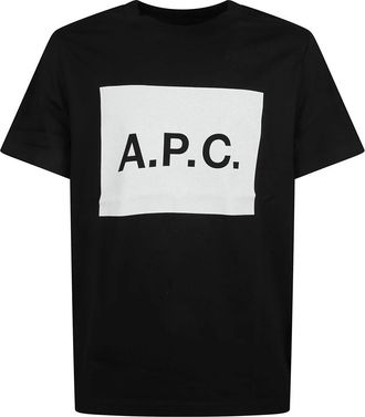 A.P.C. A.p.c., Homme, Tops, Noir, Taille: L Logo T-shirt