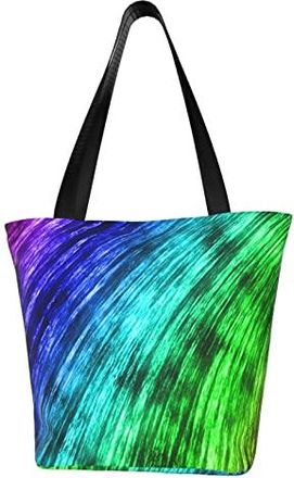 AOOEDM Sac fourre-tout incurv&eacute; &agrave; imprim&eacute; arc-en-ciel Femmes Capacit&eacute; &Eacute;paule &Eacute;picerie Sacs