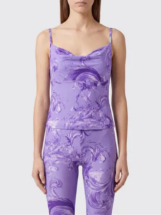 Versace Jeans Couture Top bandeau en viscose avec imprim&eacute; Baroque et encolure drap&eacute;e