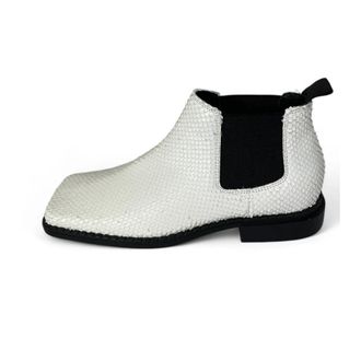 Vic Mati&eacute; Wei&szlig;e Leder-Stiefelette mit Reptilmuster - - Shoes - Damen - Wei&szlig; - 38 EU