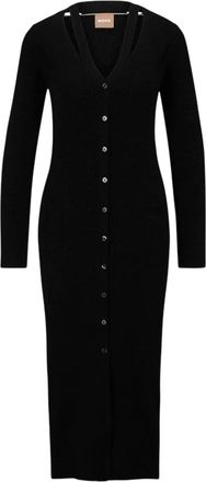 HUGO BOSS Midikleid f&uuml;r Damen, Baumwolle (Schwarz)