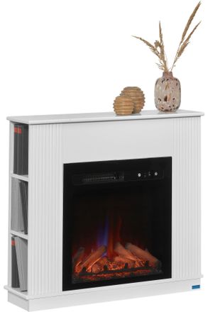 Landscape Elektrokamin, Schwarz, Wei&szlig;, Metall, Holzwerkstoff, 86x77x23 cm, Bsci, Kleinm&ouml;bel