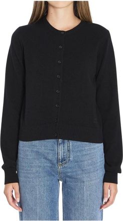 Dolce & Gabbana Femme, Pulls, Noir, Taille: 40 FR Cardigan Ras du Cou en Maille C&ocirc;tel&eacute;e