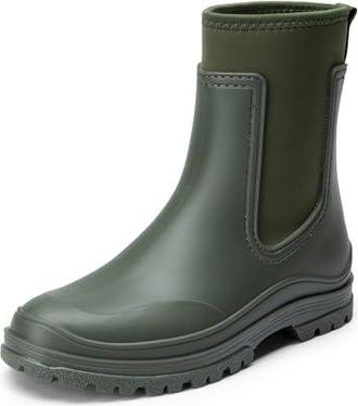 Dream Pairs Bottes de Pluie pour Femmes Imperm&eacute;able Bottines Polyvalentes et Pratiques SDRB2406W-E,Size 40,Vert Fonc&eacute;,SDRB2406W-E