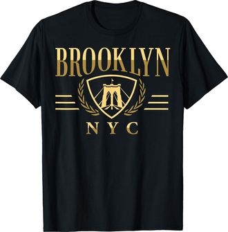 Trendy Apparel Brooklyn Bold Gold NYC Bridge Crest Emblem T-Shirt