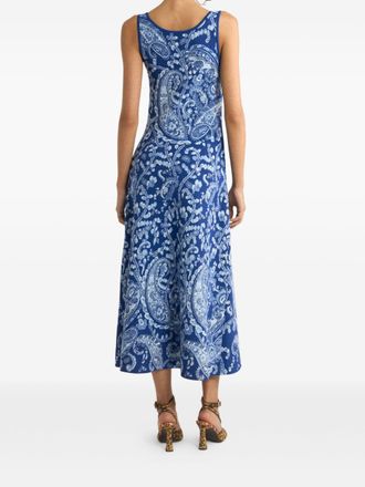 Etro Womens Midi Dress Blue Viscose