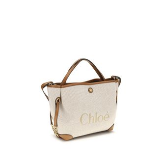 Chlo&eacute; Womens Clover Shoulder Bag Beige Cotton Jacquard Canvas