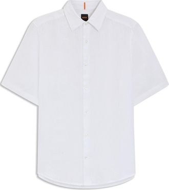 HUGO BOSS Hemd f&uuml;r Herren, Leinen, kurz&auml;rmlig (Wei&szlig;)