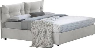 Talamo Italia Angelica Queen-Size-Bett, Bettkasten mit Stoffbezug, 100 % Made in Italy, &Ouml;ffnung vorne, inklusive Matratze 120 x 190 cm, Wei&szlig;