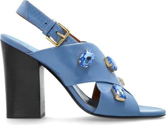 Marni Femme, Chaussures, Bleu, Taille: 36 EU Sandales &agrave; Talons en Cuir