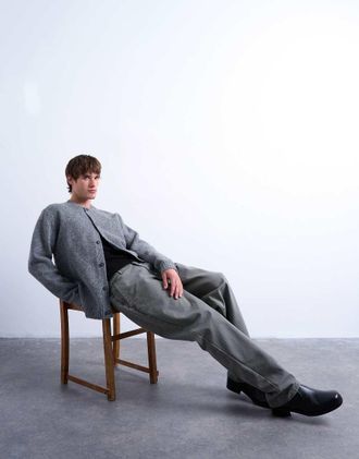 Topman Pantalon droit en toile - Kaki-Vert