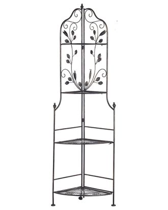Beliani Eckregal schwarz mit Verzierungen aus Metall mit 4 Ablagefl&auml;chen Siderno