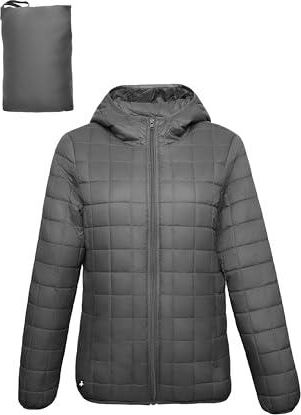 Orolay Veste matelass&eacute;e l&eacute;g&egrave;re &agrave; capuche et fermeture &eacute;clair pour femme, compressible et chaude avec poches (gris, taille 3XL)