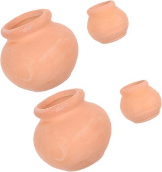 Lurrose 4 Stück Mini Blumentöpfe aus Keramik Kleine Pflanzkübel für Zimmerpflanzen Platzsparend für Sukkulenten Büro Fensterbank Natürlicher Look Nordic Retro