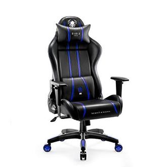 Diablo X-One 2.0 Chaise De Gaming Gamer Fauteuil Siege De Bureau Accoudoirs Réglables Design Ergonomique Cou/Coussin Lombaire Bleu Normal (L)