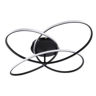 Globo Lighting Globo Lighting - Plafonnier led avec t&eacute;l&eacute;commande plafonnier noir luminaire de salon dimmable cct, m&eacute;tal opale, 60W 3900Lm 3000-4000-6000K, d 80 cm