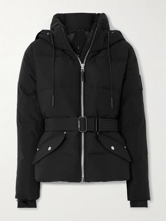 Rudsak Caira Daunenjacke Aus Wattiertem, Recyceltem Stormshell Mit Steppmuster, Kapuze Und Gürtel - Schwarz