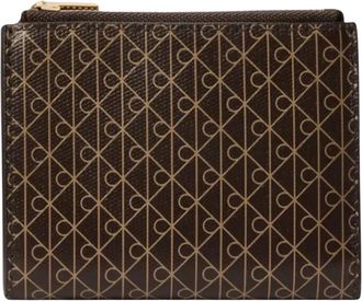 Calvin Klein Emblem Double Zip Bifold Geldb&ouml;rse - - Accessories - Damen - Braun - ONE SIZE