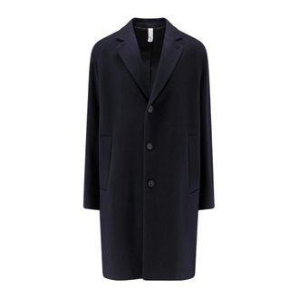 Hev&ograve; Homme, Manteaux, Bleu, Taille: L Single-Breasted Manteaux