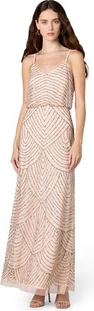 Adrianna Papell Damen Kleid Lng Blouson Dress, Mehrfarbig-Multicoloured (Blush/Gold), 40 (Herstellergröße: 10)